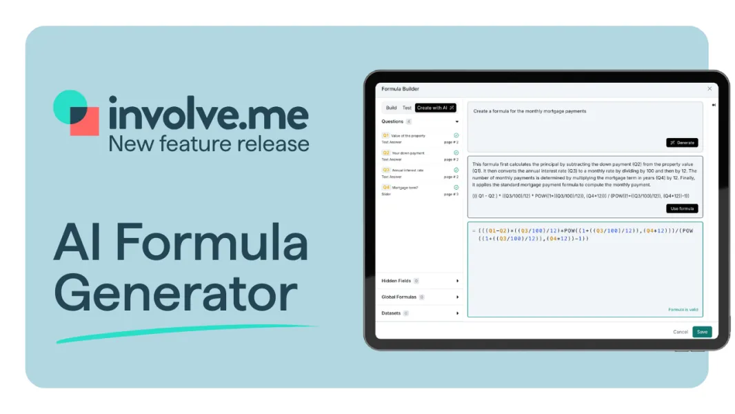 Press Release: AI Formula Generator by involve.me | involve.me