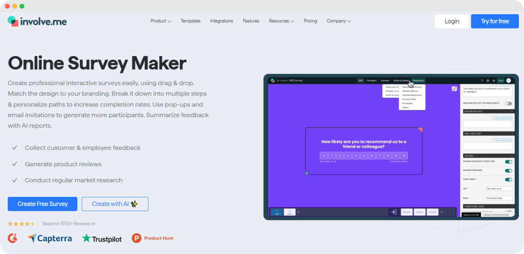 Best Alternatives to Google Forms Survey in 2026 | involve.me